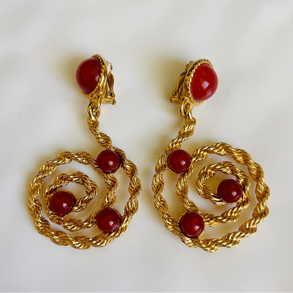 Vintage Avon "Bold Scroll" 1993 Faux Carnelian And Br… - Gem